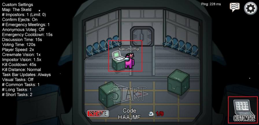 【Among us】ゲームの設定を変更する。ビジュアルタスクのON/OFF等│もみじの咲く頃に